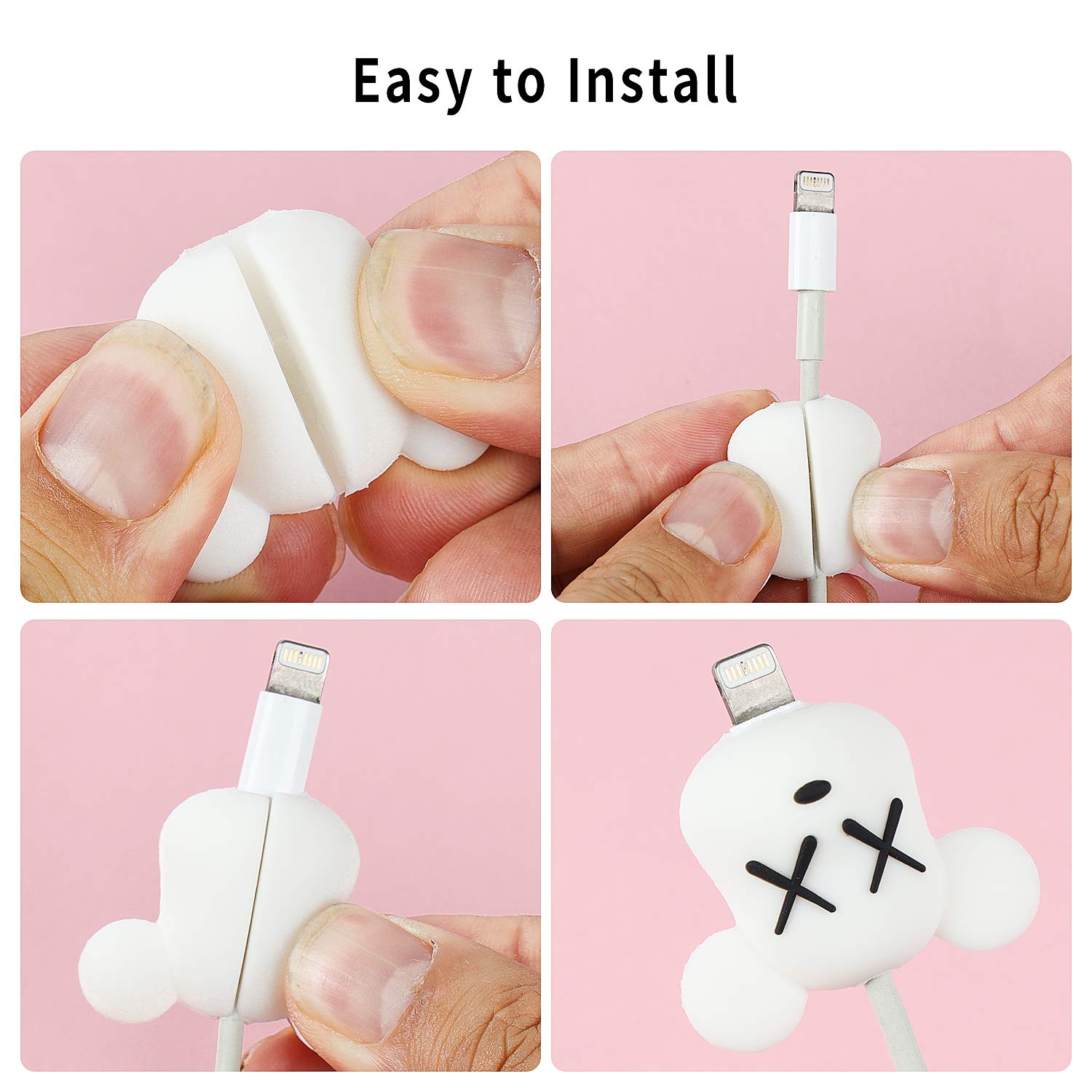 Cute Cable Protector, 8 Pack USB Charger Protector for iPhone iPad Cable, Animal Bite Charging Protector and Cord Holder, Charger Cable Saver Phone Accessory Cable Buddies (8Pack)