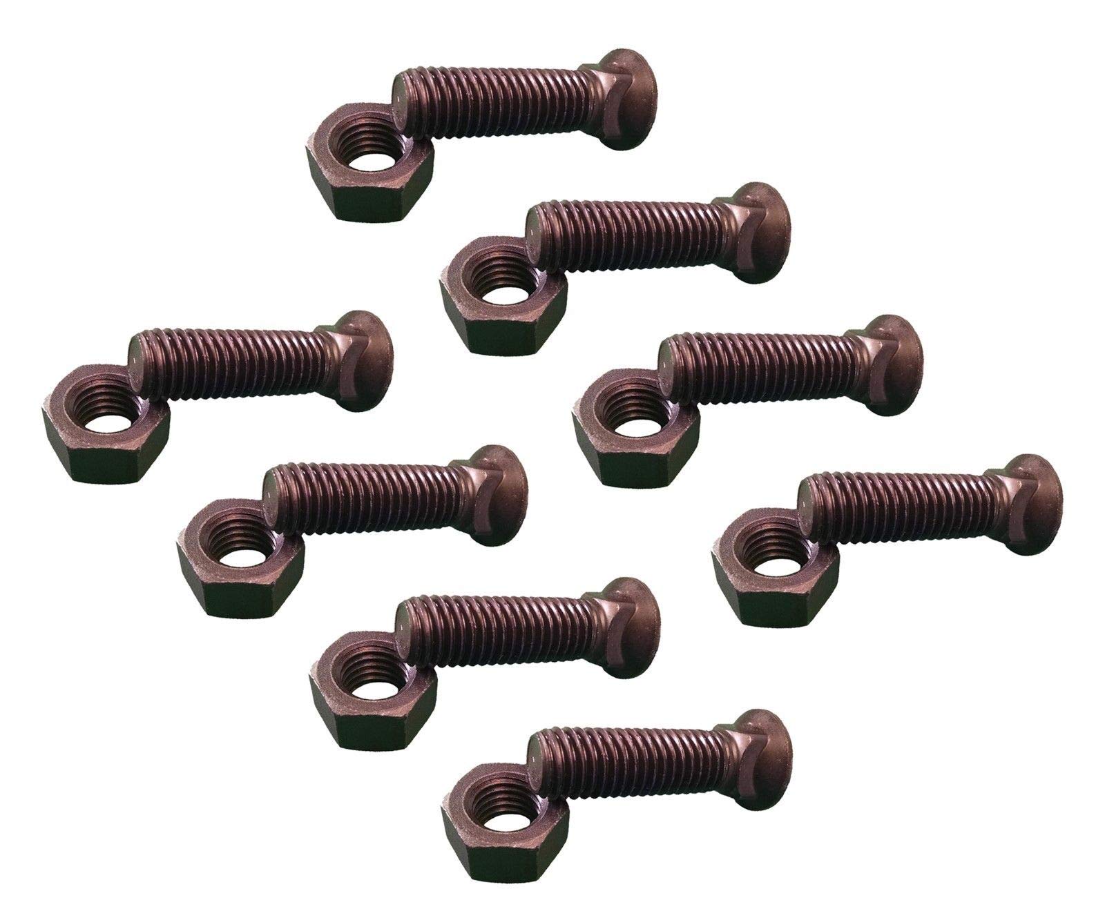 8 - Plow Bolts & Nuts for Blades/Cutting Edges, 5/8-11x2 1/4 - Grade 8, Dome Head