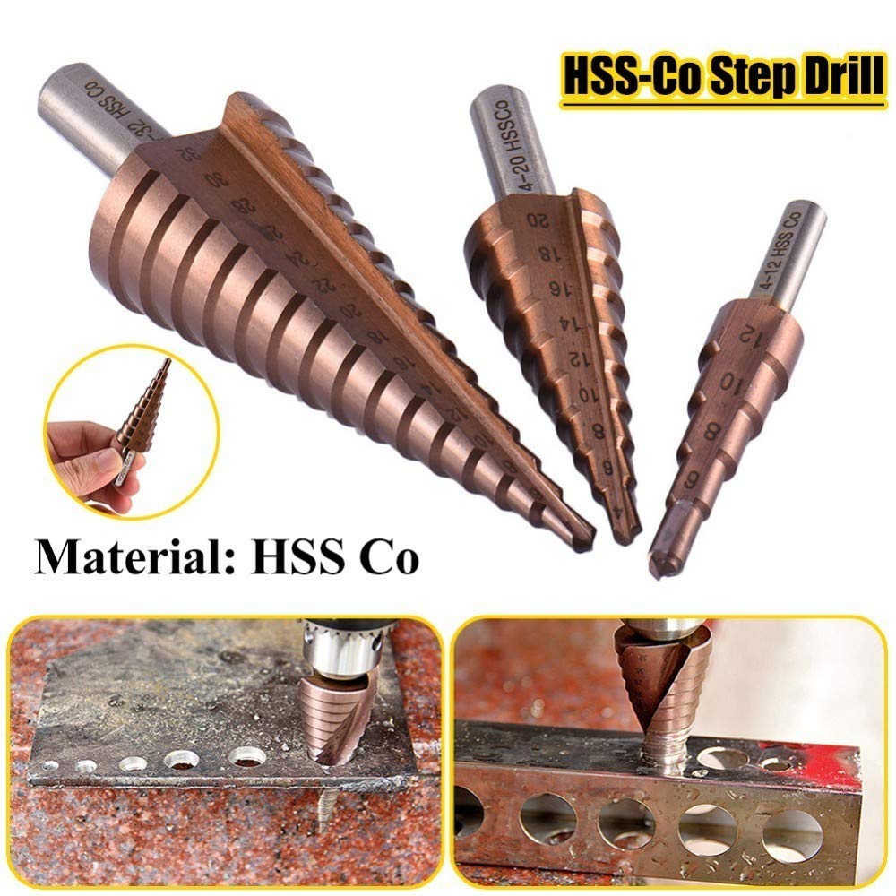 HSS-CO M35 Step Drill Bits Cut Tool, Step Drill for DIY Woodworking, Plastic Wood 6-24mm