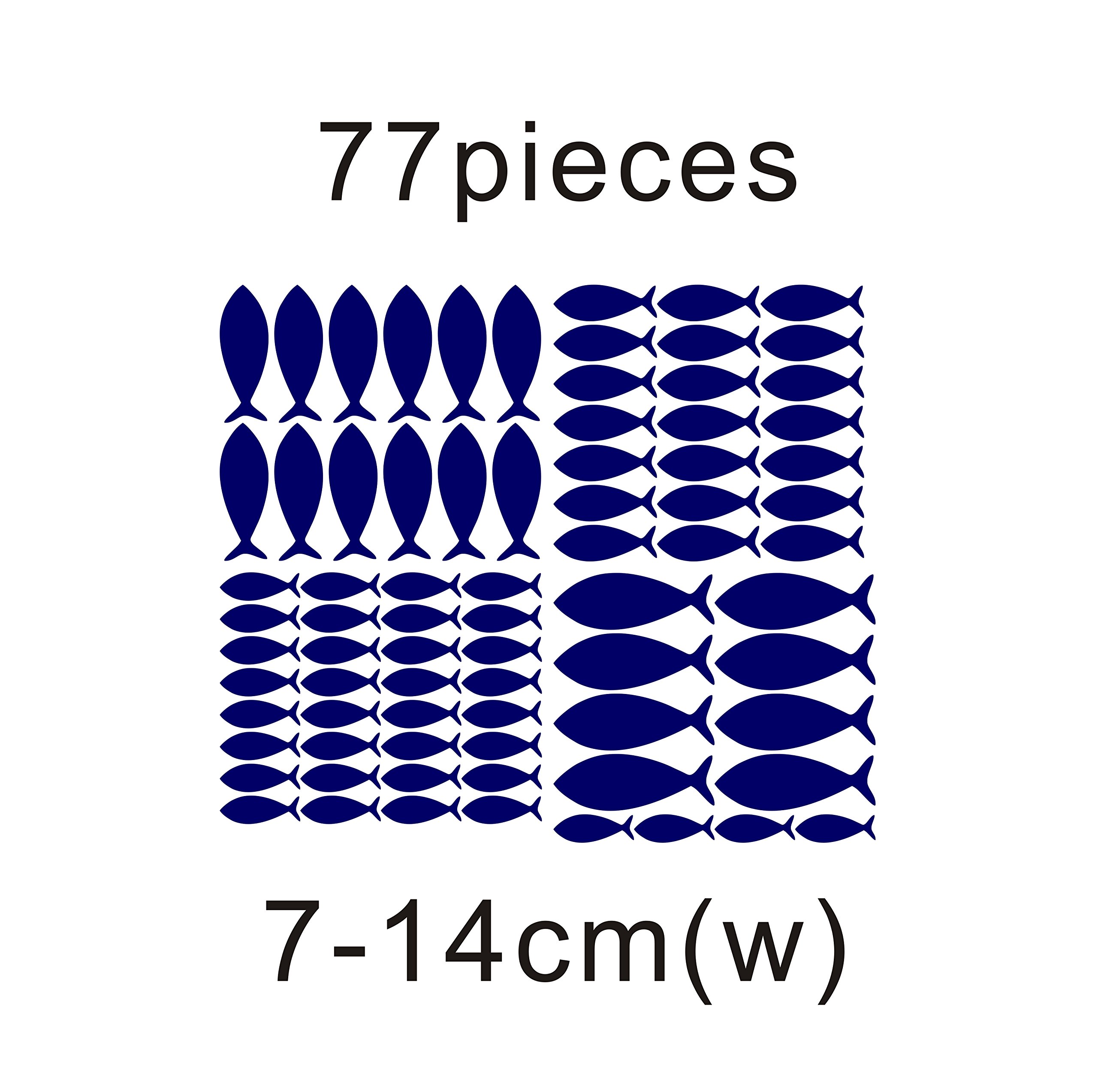 77Pieces Set Fish Wall Decal,Removable Vinyl Stickers for Kids Baby Bedroom, Bathroom,Nursery Decoration A05 (Blue)