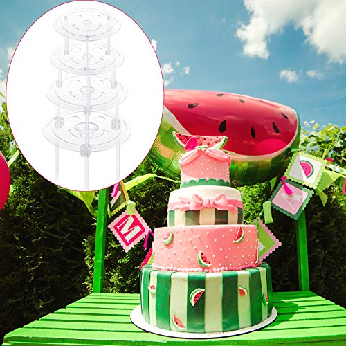 Cake Dowel Rods Set 20 Pieces Plastic Cake Sticks Support Rods with 4 Cake Separator Plates for 4, 6, 8, 10 Inch Cakes and 12 Clear Cake Stacking Dowels for Tiered Cakes (24 cm/ 9.4 Inch Rods Lenght)