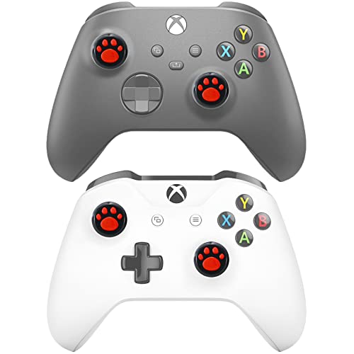 9CDeer Performance Joystick Analog Stick Thumb Grips Set of 6 Compatible with PS5, PS4, Xbox Series X/S Xbox One, Switch Pro Controller Cat's Paw Black & Red