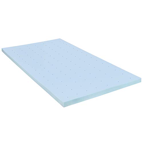 Flash Furniture Capri Comfortable Sleep 2 inch Cool Gel Memory Foam Mattress Topper, Twin, Blue