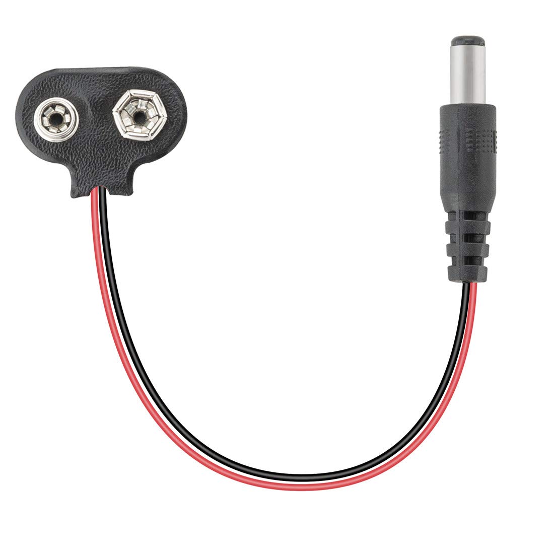 9v Battery Clip with DC 5.5mm x2.1mm Plug, 10 PCS 9v Battery Adapter for Arduino T Type