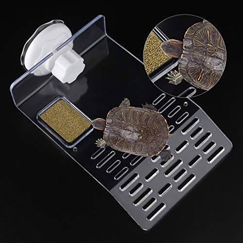 Turtle Basking Platform, Turtle Tank Platform Aquarium Animal Transparent Sink Wharf, Reptile Habitat, Climbing Shelf Turtle Tank Dock Floating Decor with Sucker Cap Medium