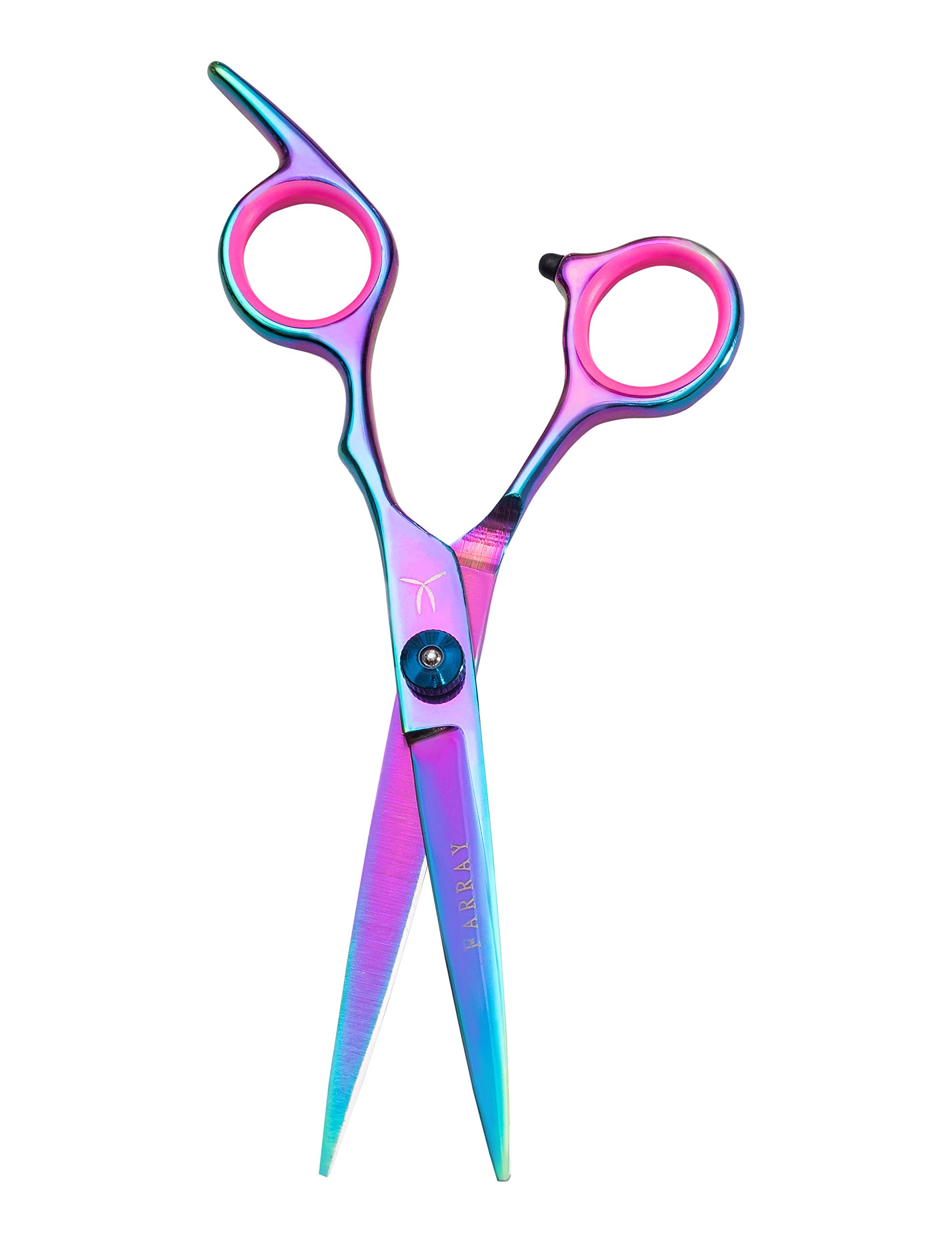 FARRAY 6.5" Professional Hair Cutting Scissors - Japanese Stainless Steel Barber Shears for Salon, Home, All Ages - Ergonomic Handle & Sharp Blades (Aurora color)