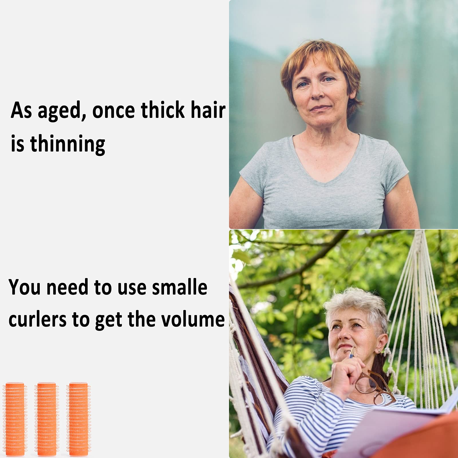 36 PCS Small Size Hair Roller-Self Grip Hair Curler Mini Sized Hairdressing Tools, Salon Curly Style for Short Hair, Pack of 36 Small 0.6 Inch (Orange)