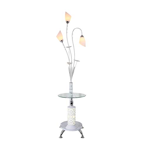 Floor lamp LED Floor Lamp Modern Creative With Tea Table Vertical Type Floor Lamp 3 Head Lampshade Floor Lamp Bedroom Living Room Floor Light (Color : White)