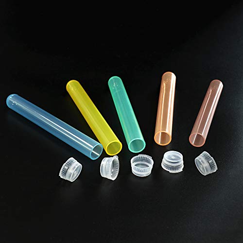 Labvida Assorted Color Plastic Test Tubes Shots with Flex Caps, 50pcs Dia.16x125mm | vol. 25ml PP Material, LVI002