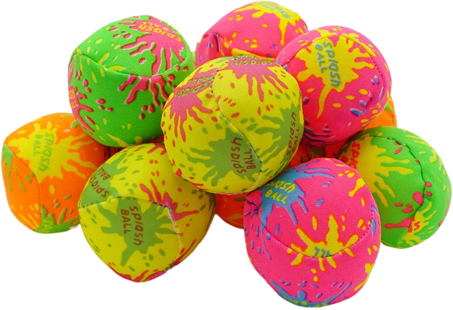 4E's Novelty 12 Pack - 2" Water Bomb Splash Balls - Mini Water Absorbent Ball - Kids Pool Toys, Outdoor Water Activities for Kids, Pool Beach Party Favors. Water Fight Games