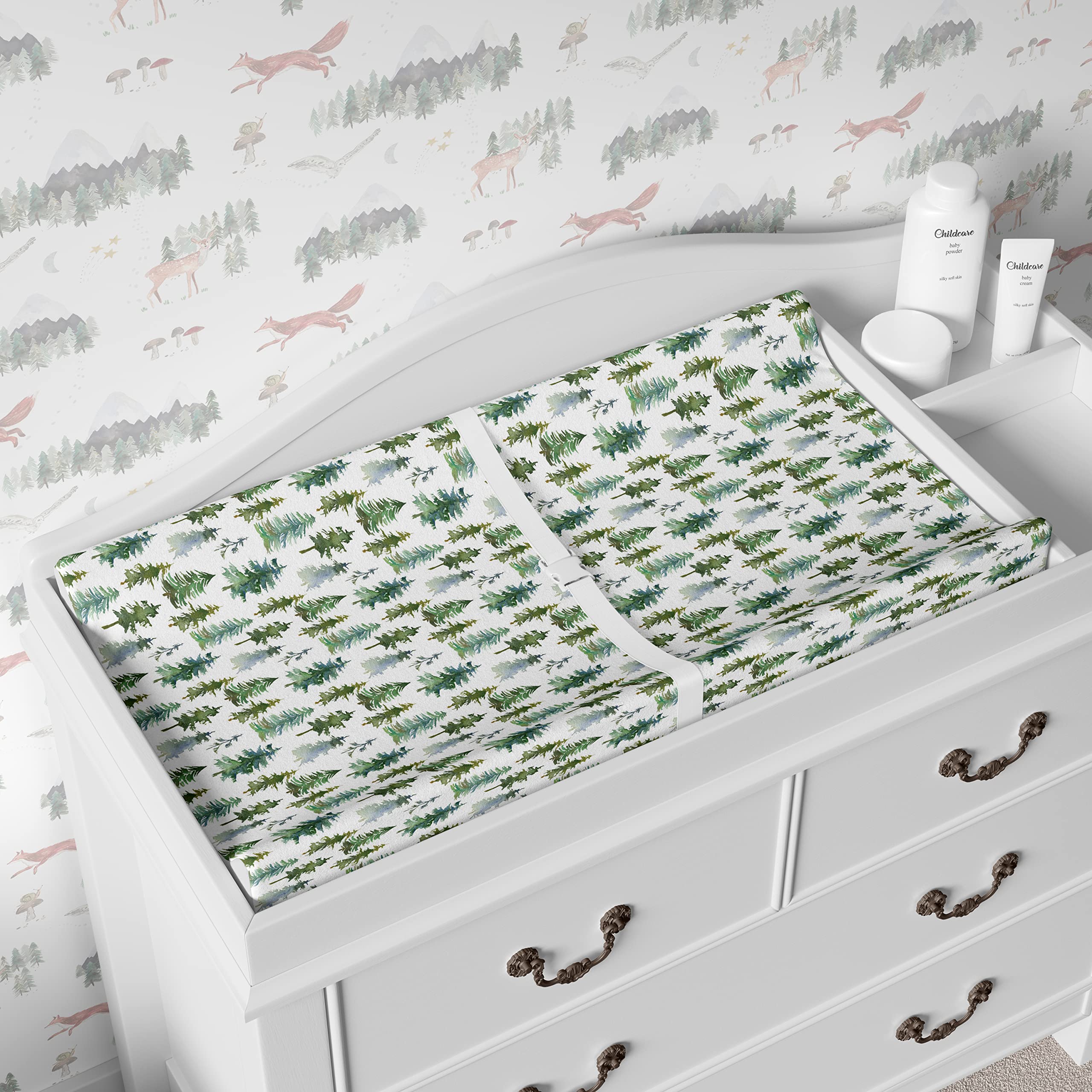 Baby Changing Pad Cover 2-Pack for Boys, Girls (Woodland Forest Animals) - Premium Fitted Sheets Baby Diaper Changing Table Cover - Buttery Soft Cotton Blend