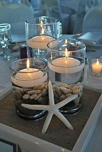 10 Hour Floating Candles, 3β White Unscented Dripless Wax Discs, for Cylinder Vases, Centerpieces at Wedding, Party, Pool, Holiday (24 Set)