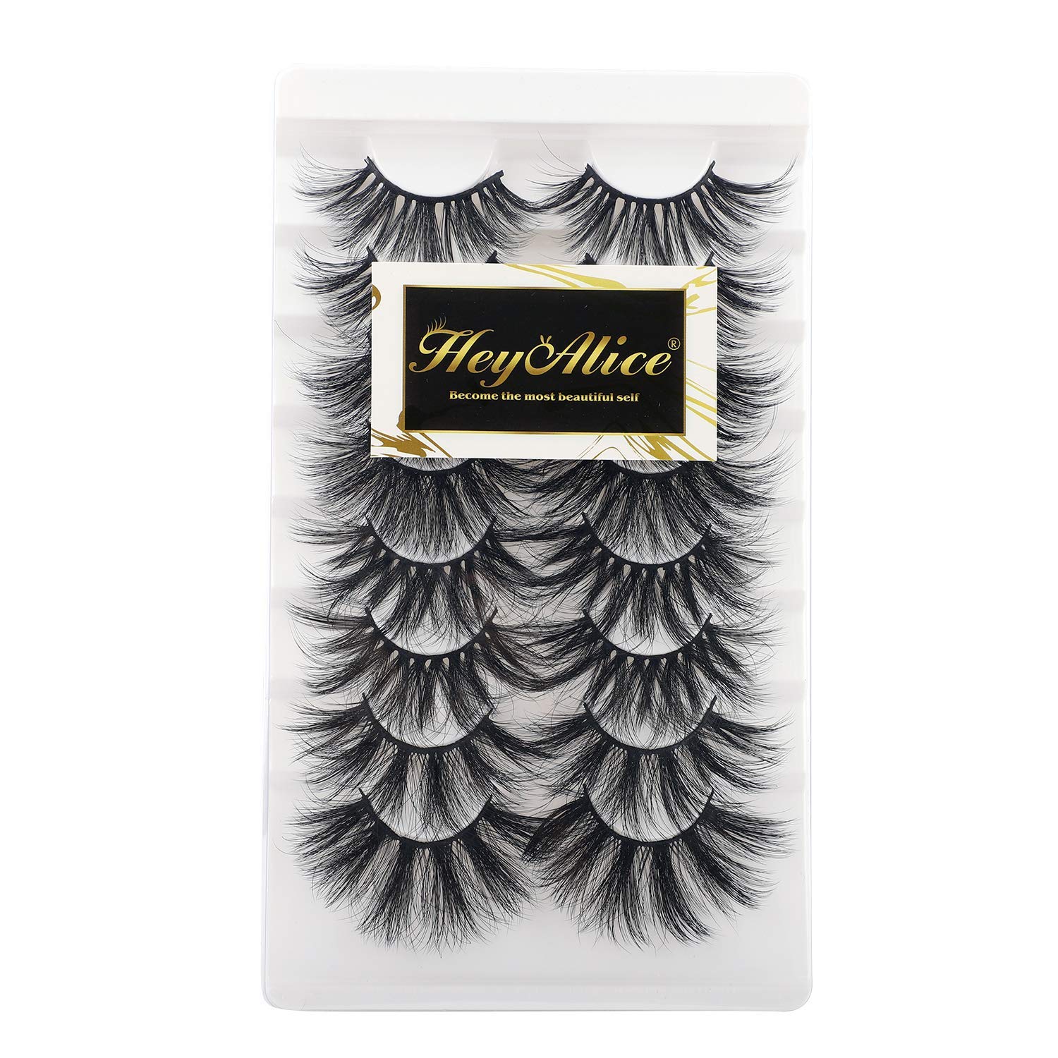 Mink Eyelashes 25mm Lashes Pack HeyAlice Fluffy 8 Pairs 4 Styles Mixed Eyelashes Long Strip Thick Volume Fake Lashes