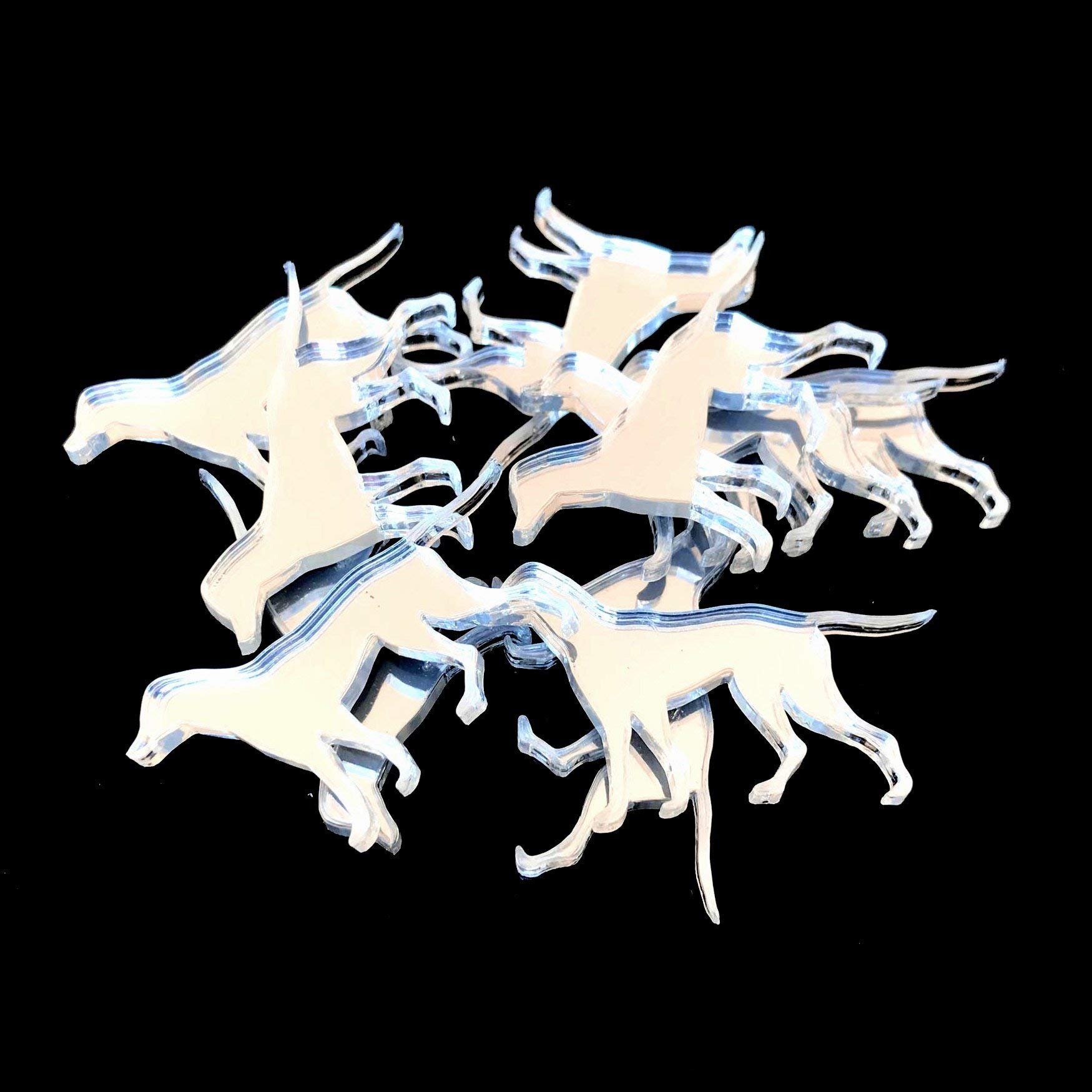 Super Cool Creations Pointer Dog Shaped Crafting Mirrors, Set of 10, Many Colours, Shatterproof Acrylic, Duck Egg Blue, Pack of 10 x 3cm