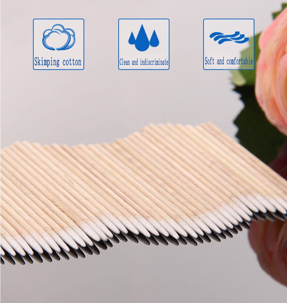 GSA 1500 Count Microblading Cotton Swab, Cotton Swabs Pointed Tip, Cotton Swabs Wood Sticks, Cotton Tipped Applicator, Tattoo Permanent Supplies, Makeup Cosmetic Applicator Sticks (15 packets)