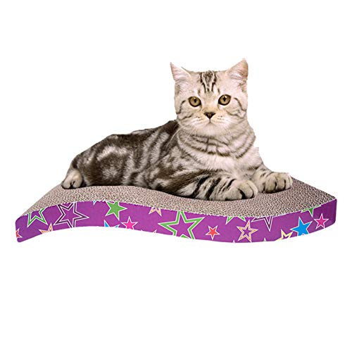 Cat Scratcher Pad with Catnip - Cat Cardboard Scratch Durable Scratching Pad Reversible (Wave)