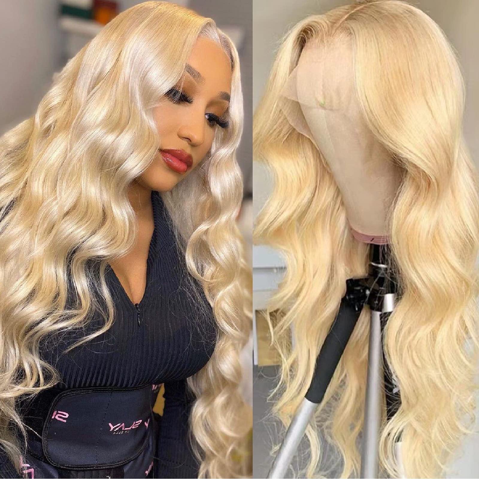 Mesariel 613 Blonde Lace Front Wigs Human Hair Body Wave 13x4 Transparent HD Lace Frontal Wig Pre Plucked with Baby Hair 150% Density 613 Human Hair Wigs for Black & White Women (18 inch)