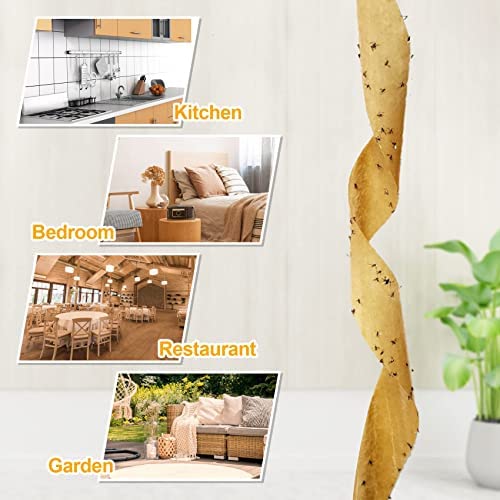 Dwcom 20PCS Sticky Fly Strips, Fly Paper Roll Hanging, Fly Tape Trap Ribbon, Gnat Mosquito Catcher Killer Indoor&Outdoor