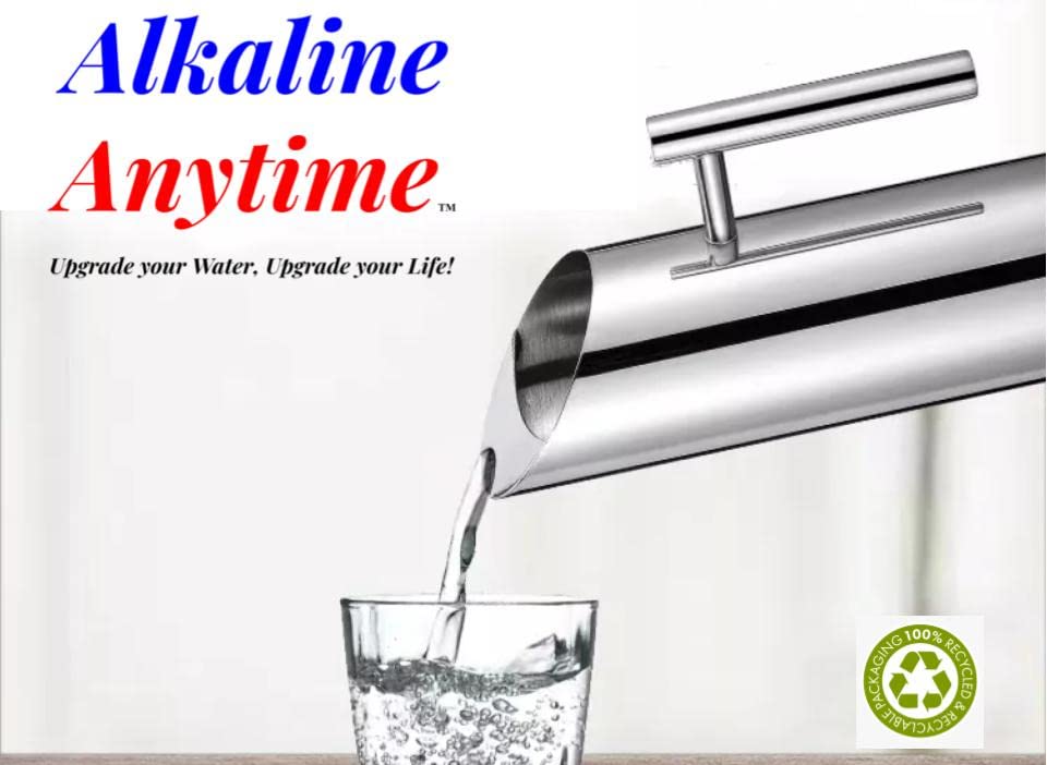 Alkaline Anytime Water Pitcher- Alkaline Water Pouch 9.5+ pH-American Stainless Steel-Ice Guard-Modern-BPA Free Water Jug-Iced Tea Maker-Great for Alkaline Water-Iced Tea-Kool Aid-Iced Coffee-Lemonade