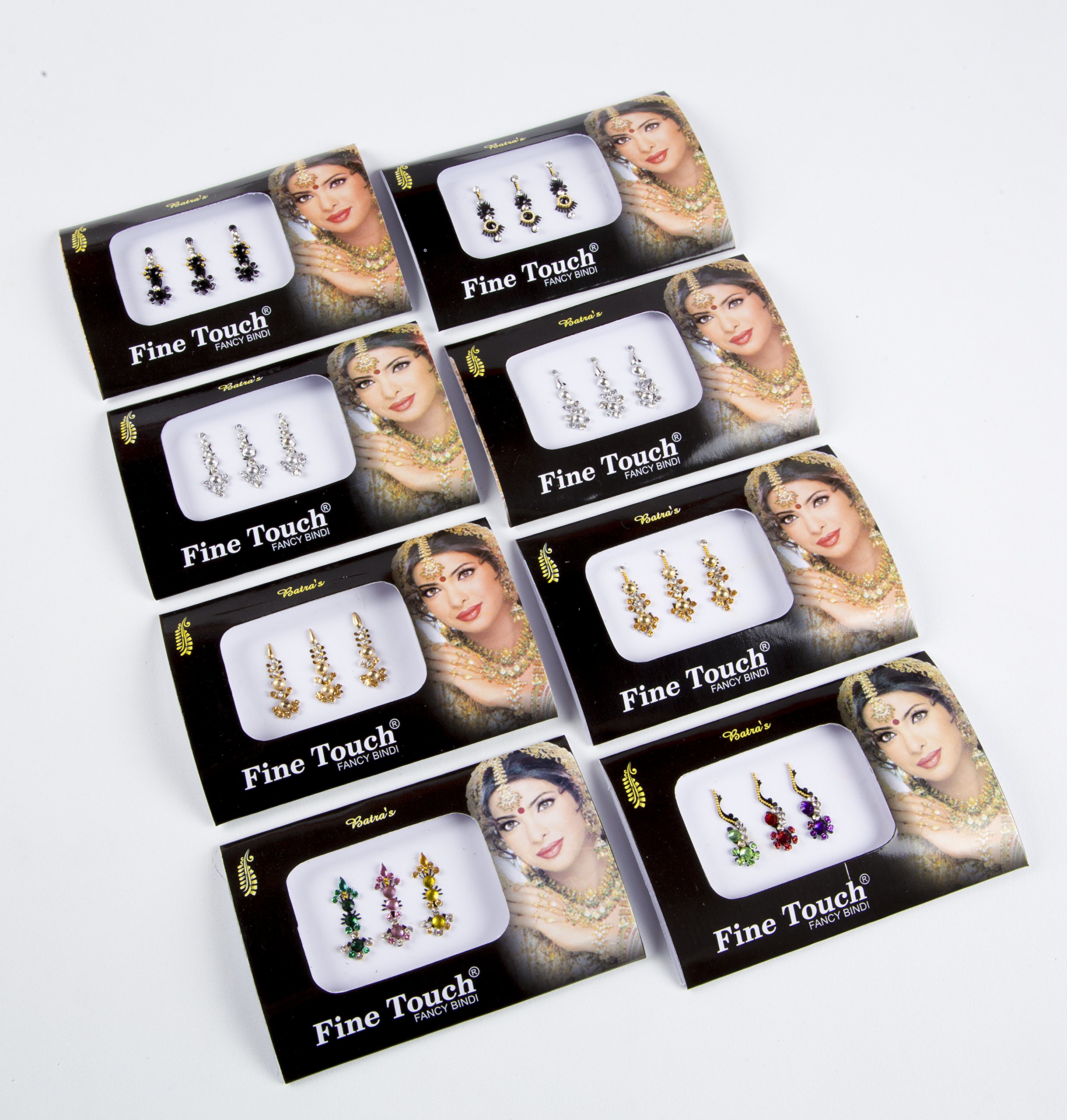 8 Bindi Pack- 24 Combo Bindi Stickers Multicolored,Silver,Gold,Black, Bindi Tattoo Bindi Jewelry