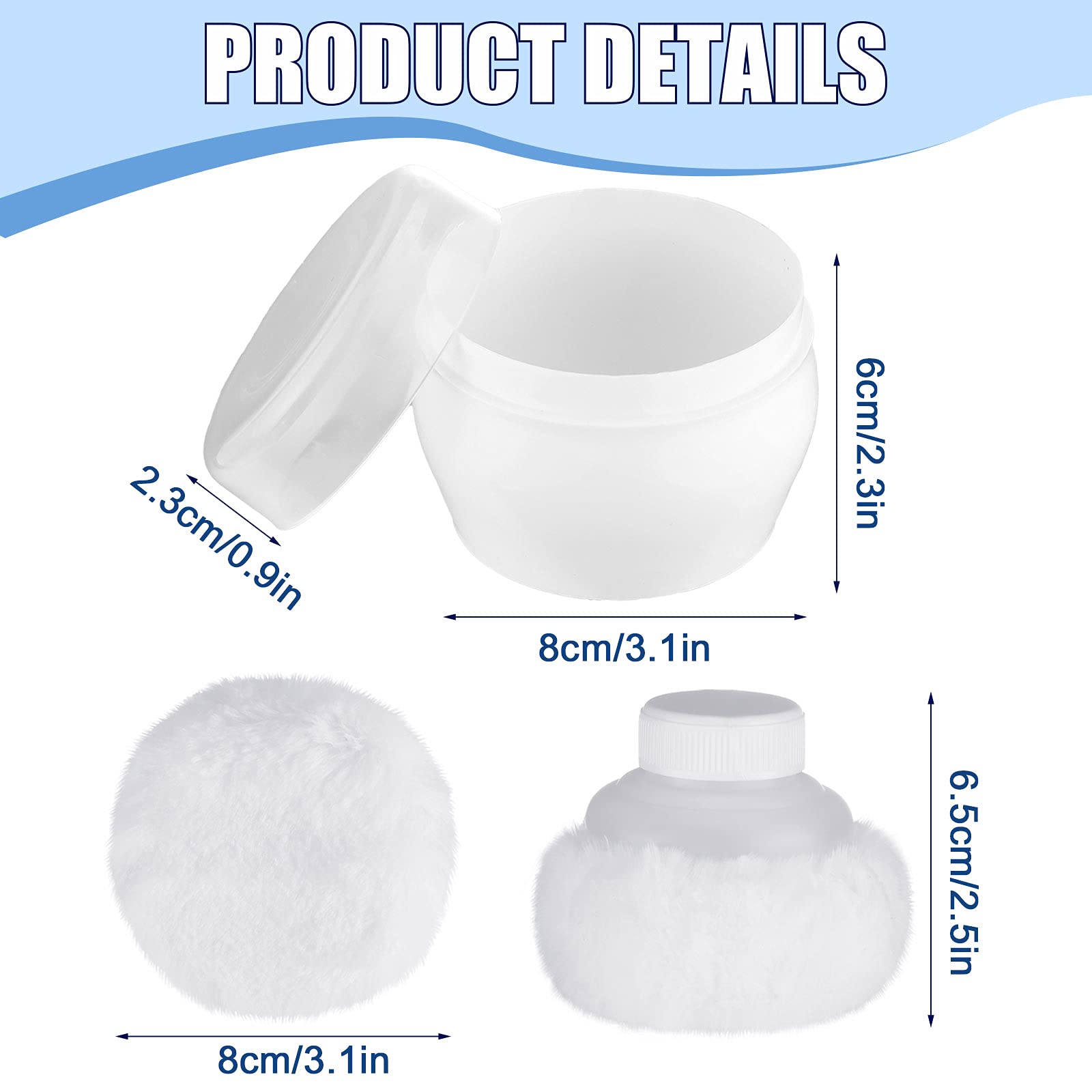 4 Pcs Body Powder Container After Bath Baby Fluffy Puff Kit Baby Body Care Cosmetic Bath Powder Container with a Large Handle Puff Box for Home Travel