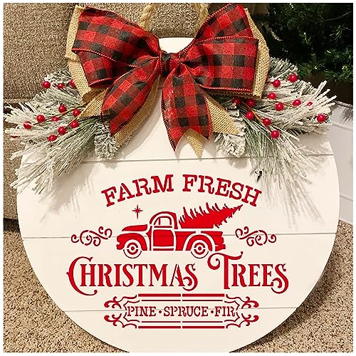 10 Pieces Christmas Stencils Reusable, 8 X 11 Inch Holiday Farm Fresh Christmas Tree Stencils for Painting on Wood Sign DIY Crafts Fabric Canvas Winter Decor (10pcs A4 chrismtas-old)