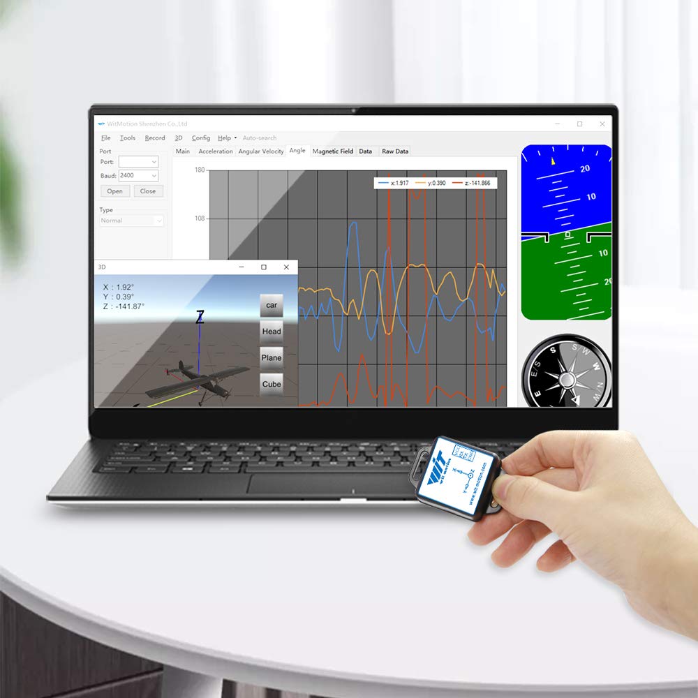 【WT901C-232 9-Axis Vibration Inclinometer】High-Stability Acceleration+Gyro+Angle (XY 0.05° Accuracy)+Digital Compass, Triaxial MPU9250 Gyroscope Sensor【Kalman Filtering】for Arduino, Raspberry Pi