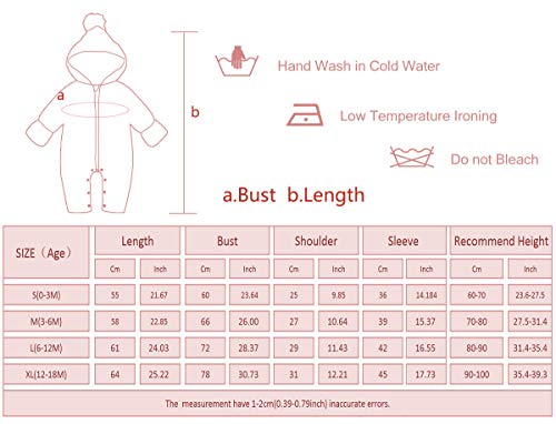 Happy Cherry Baby Boys Girls Snowsuit Hooded Down Jumpsuit Winter Warm Coat Infant Zipper One Piece Puffer Romper