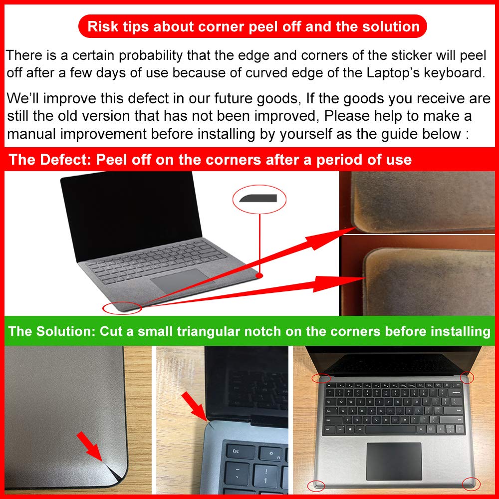 XISICIAO Full size keyboard palm rest cover for Microsoft Surface Laptop / 2 Palm Pads Wrist Rests film protector,Avoid stain for 13.5 Inch Laptop(US Layout) (Black for Laptop 1/2)