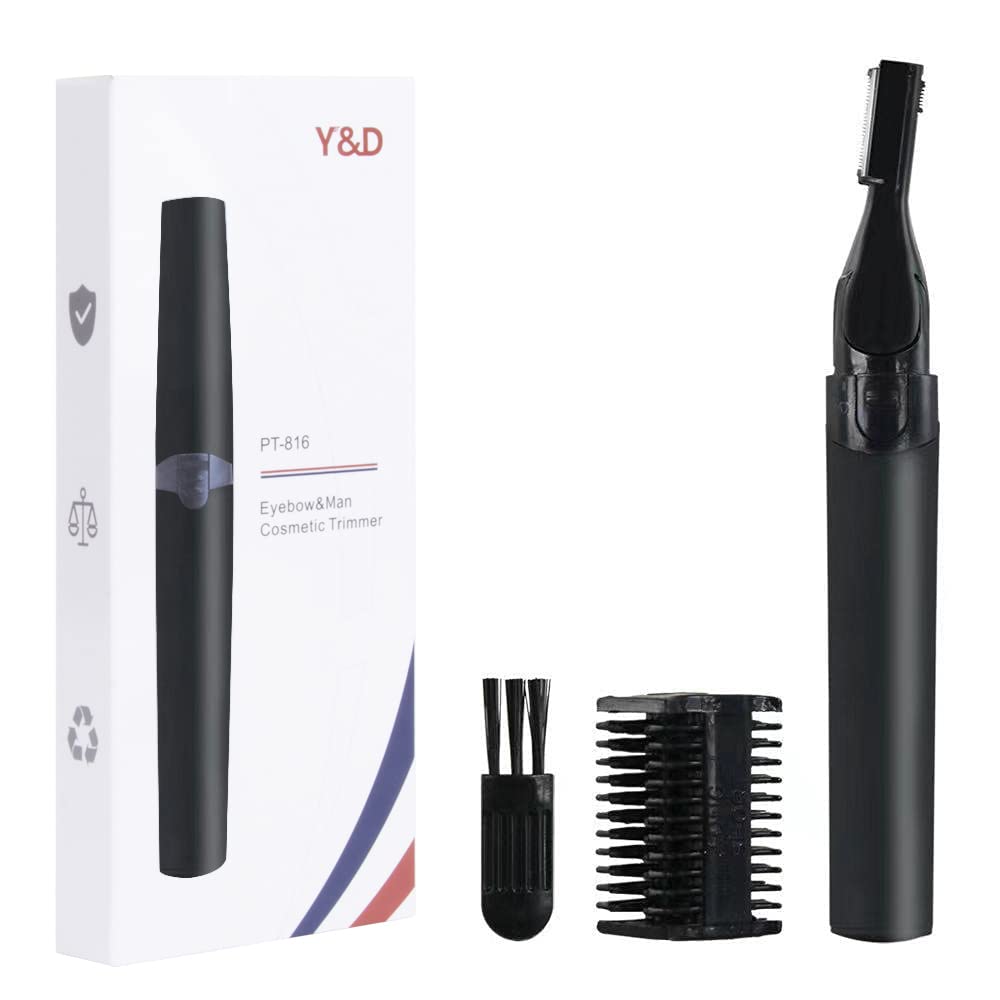 HAMTOD Eyebrow Trimmer, Electric Eyebrow Razor Battery-Operated Facial Hair Remover with Pivoting Head Eyebrow Trimming for Men with Comb, face shavers ,Painless for Face Chin Neck, Upper-Lip