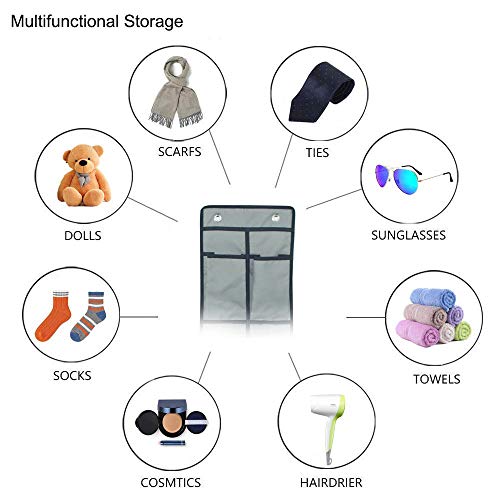 LONGTEAM Thick Oxford Fabric Over the Door Shoe Organizer 12 Pockets Hanging Shoe storage Holder for Bedroom, Bathroom and College Dorm Room (Gray)