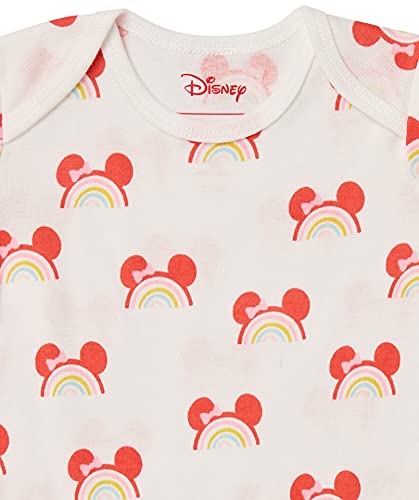 Amazon Essentials Disney | Marvel | Star Wars | Princess Baby Girls' Short-Sleeve Bodysuits, Pack of 6, Minnie Rainbow Chaser, 18 Months