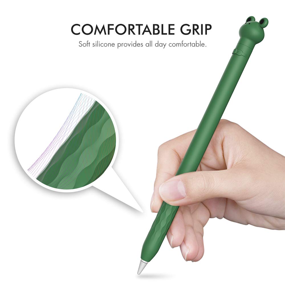 AhaStyle Case for Apple Pencil 1st Gen, Cute Cartoon Soft Silicone Sleeve Cover Accessories Compatible with Apple Pencil 1st Generation(Green Frog)
