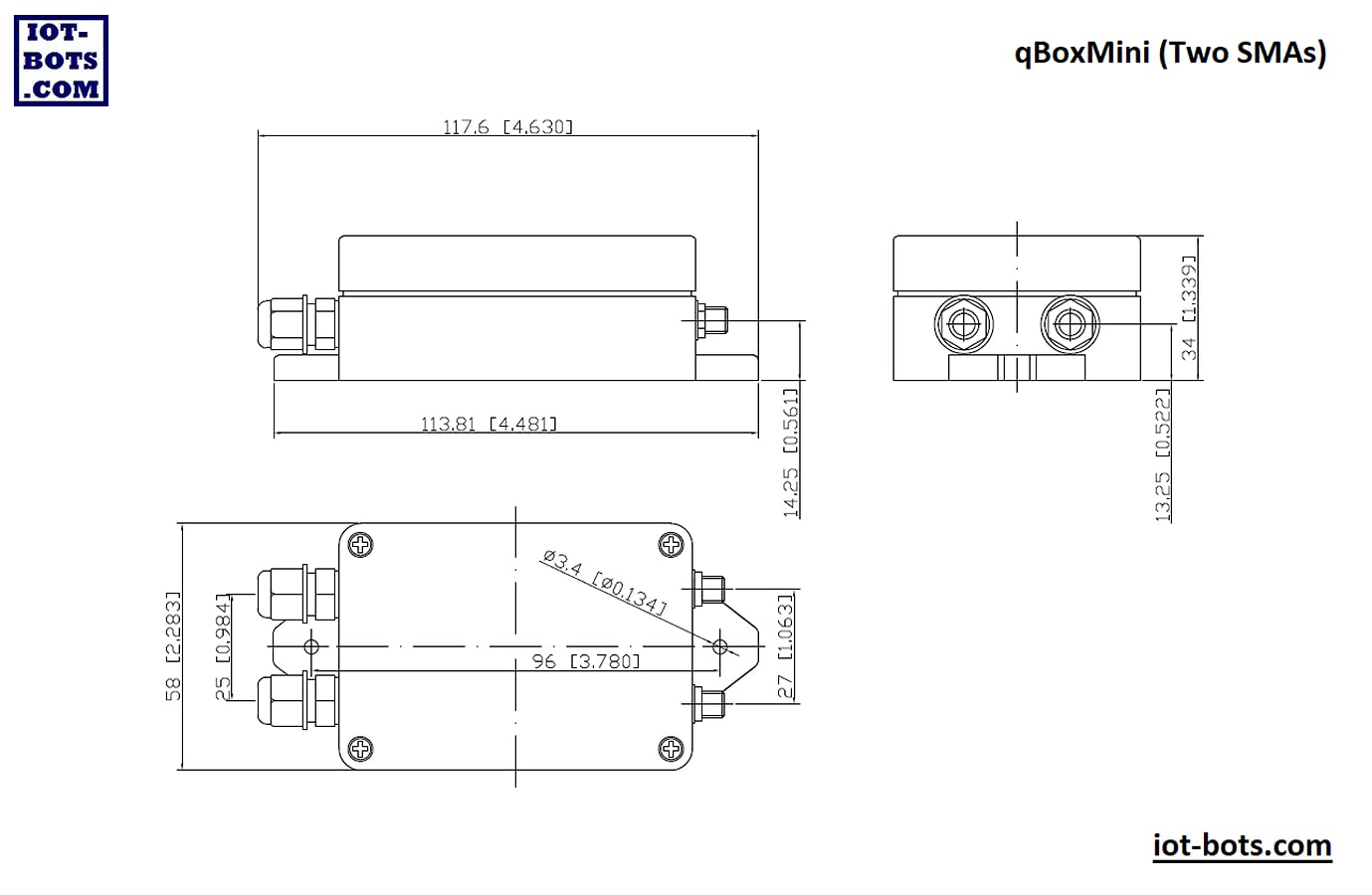 qBoxMini AMC DIY IOT Enclosure Kit (Two SMAs), IOT Enclosure for Arduino MKR ESP32 Cellular LoRa WiFi Board, Waterproof IP65 Enclosure with Glands, prototyping PCB connectors Set and Two SMAs