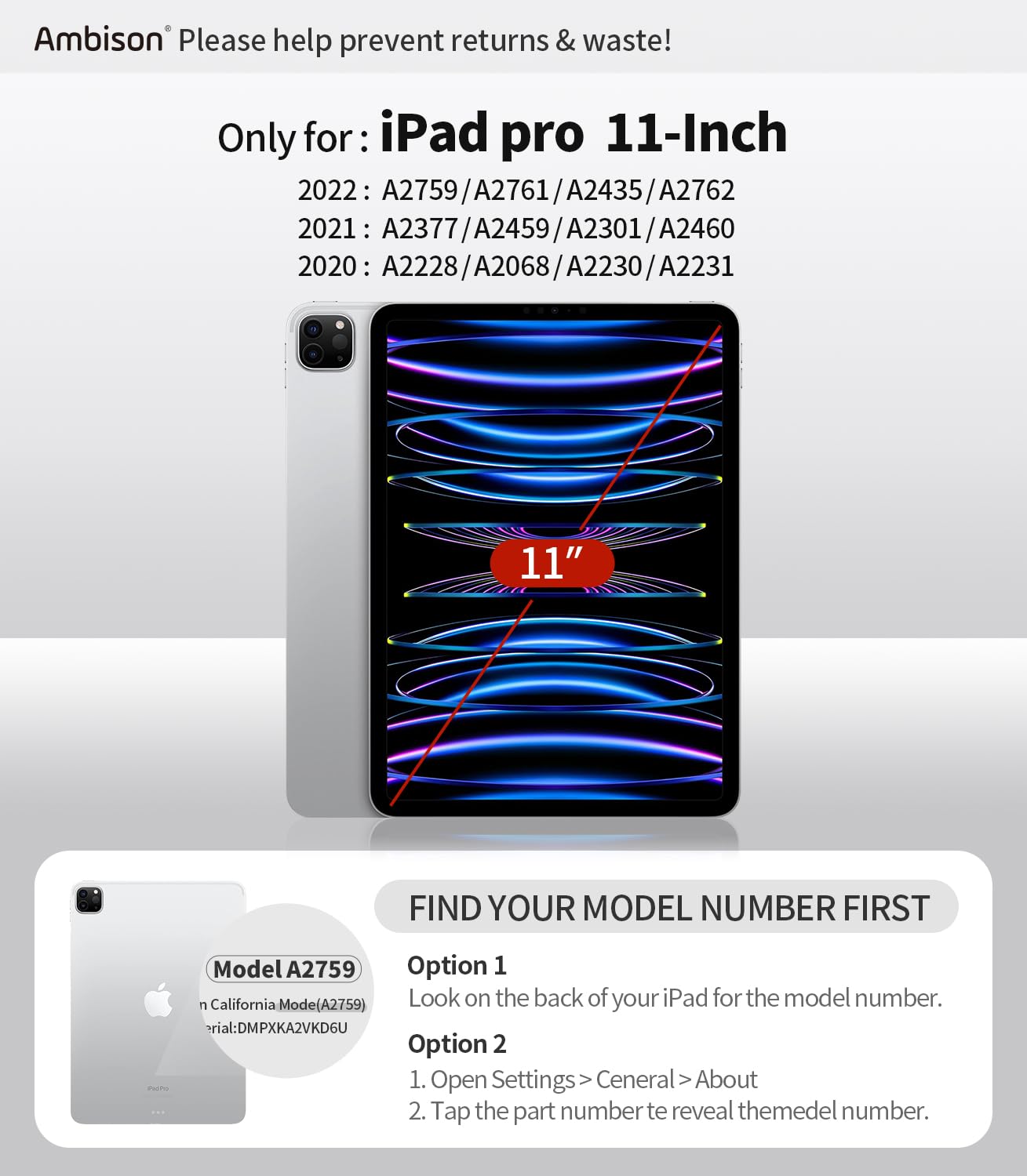 Ambison [2Pack Matte Glass Screen Protector Compatible with iPad Pro 11 2022, Writing Smooth/Anti Glare, Reduce Nib Wear, Fingerprint Free for iPad Pro 11 /iPad Air 5/iPad Air 4th Generation