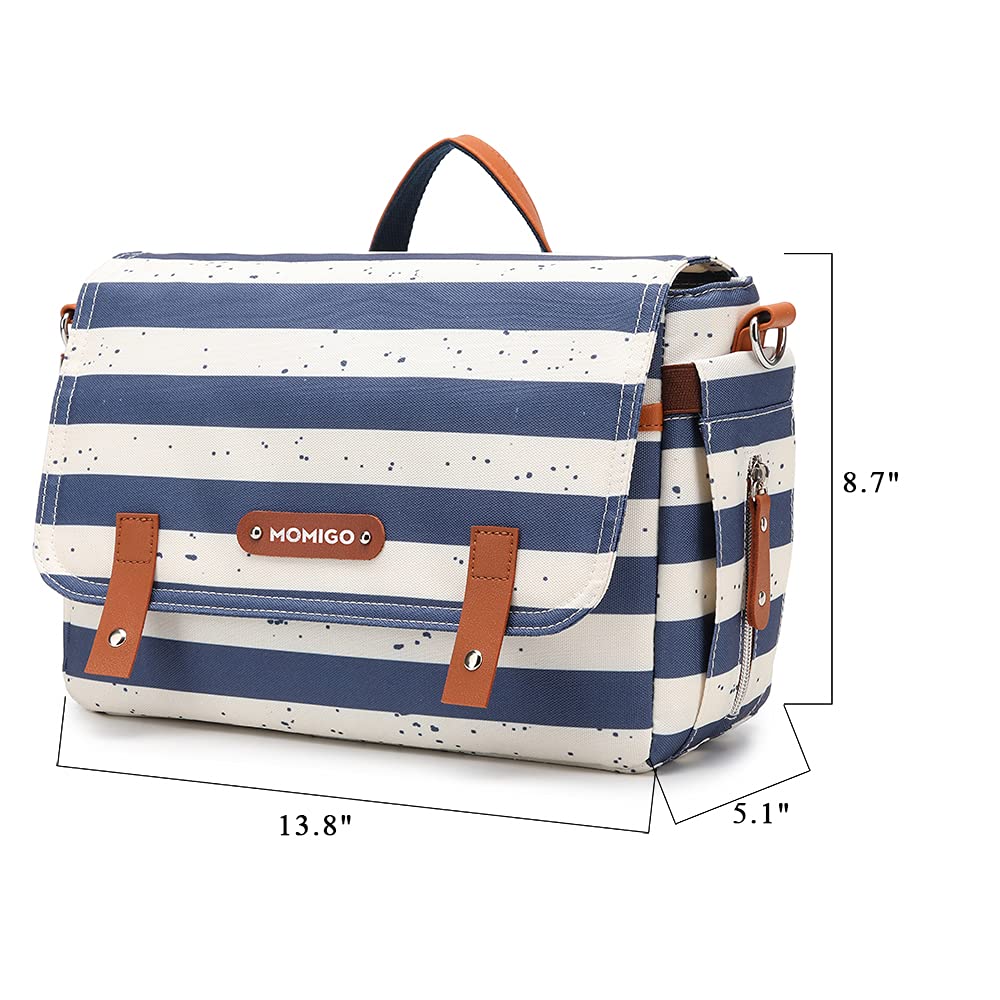 Baby Diaper Stroller Bag - Diaper Caddy Tote Baby Stroller Bag Nursery Storage Bin for Diapers, Wipes & Toys Diaper Bag With Stroller Hooks, Classic Stripes (Blue)