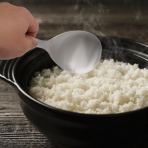 2 pack Stainless Steel Rice Spoons, 8 Inch Rice Spoon, Home Kitchen Thickened Rice Spoon, Rice Paddle Set, Heat Resistant Serving Spoon, Cooking Spoon for Kitchen