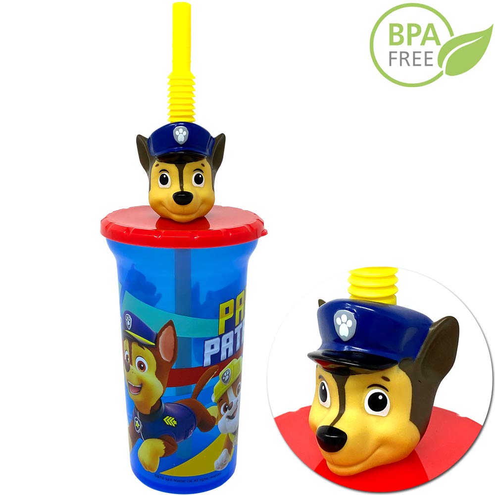 Granshop Paw Patrol Hero 3D Character Mold Water Tumbler with Reusable Straw, 15oz, BPA Free by Zak Designs