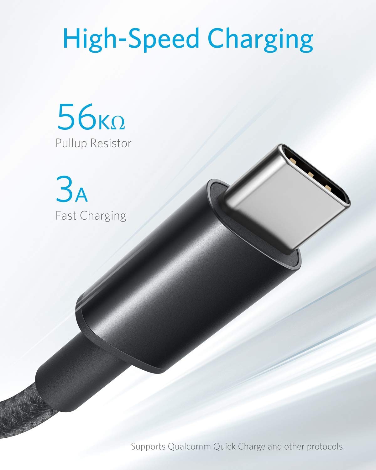 Anker Premium Nylon-Braided USB-A to USB-C Charger Cable (2 Pack, 6 ft) & Cable Management, Magnetic Cable Holder (2 Pack, Blue)