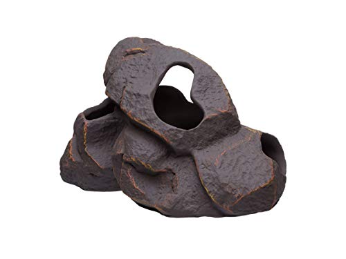 Plecoceramics Ceramic Magma Rock Stone Decoration - Aquarium Fish Tank Hideway Decor - for Cichlids Plecos Bettas