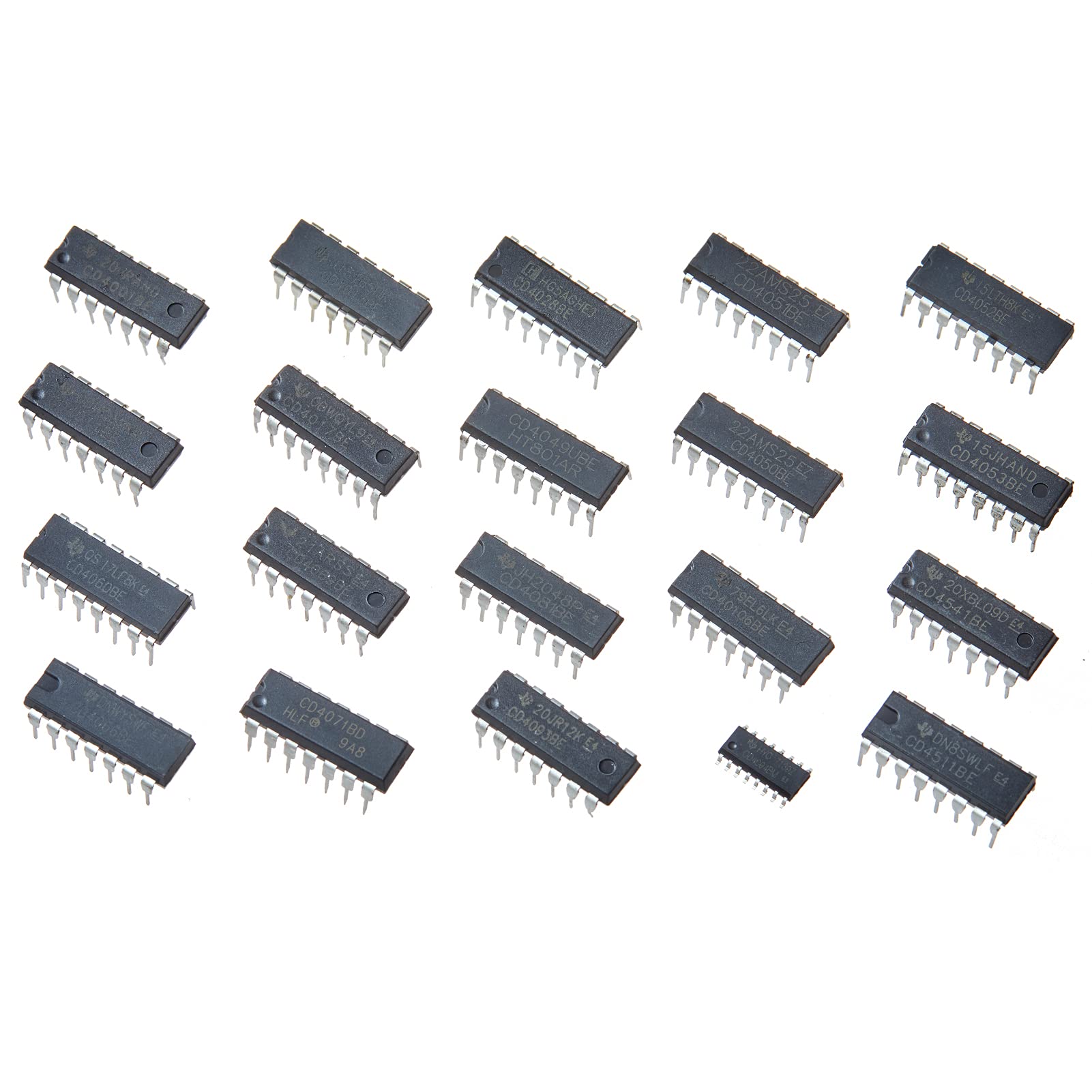Bridgold 40pcs 20 Types CDXX Series CMOS,Including:CD4001 CD4011 CD4013 CD4017 CD4028 CD4049 CD4050 CD4051 CD4052 CD4053 CD4060 CD4066 CD4069 CD4071 CD4081 CD4093 CD4094 CD40106 CD4511 CD4541.
