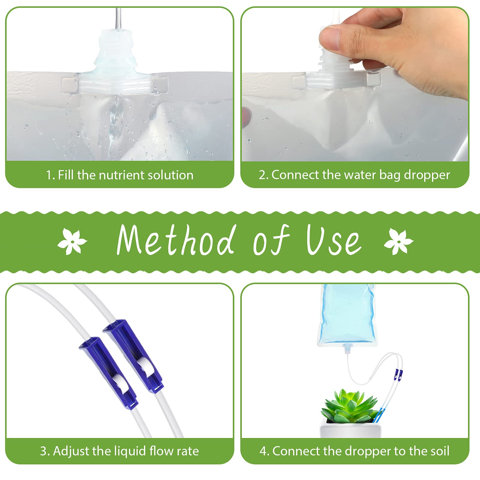 3 Pieces 3.5 L IV Drip Bag for Plants Drip Bag Automatic Plant Stuff Watering Bag System Drip Irrigation Device Adjustable Control Valve Switch for Indoor Outdoor Plant Waterer