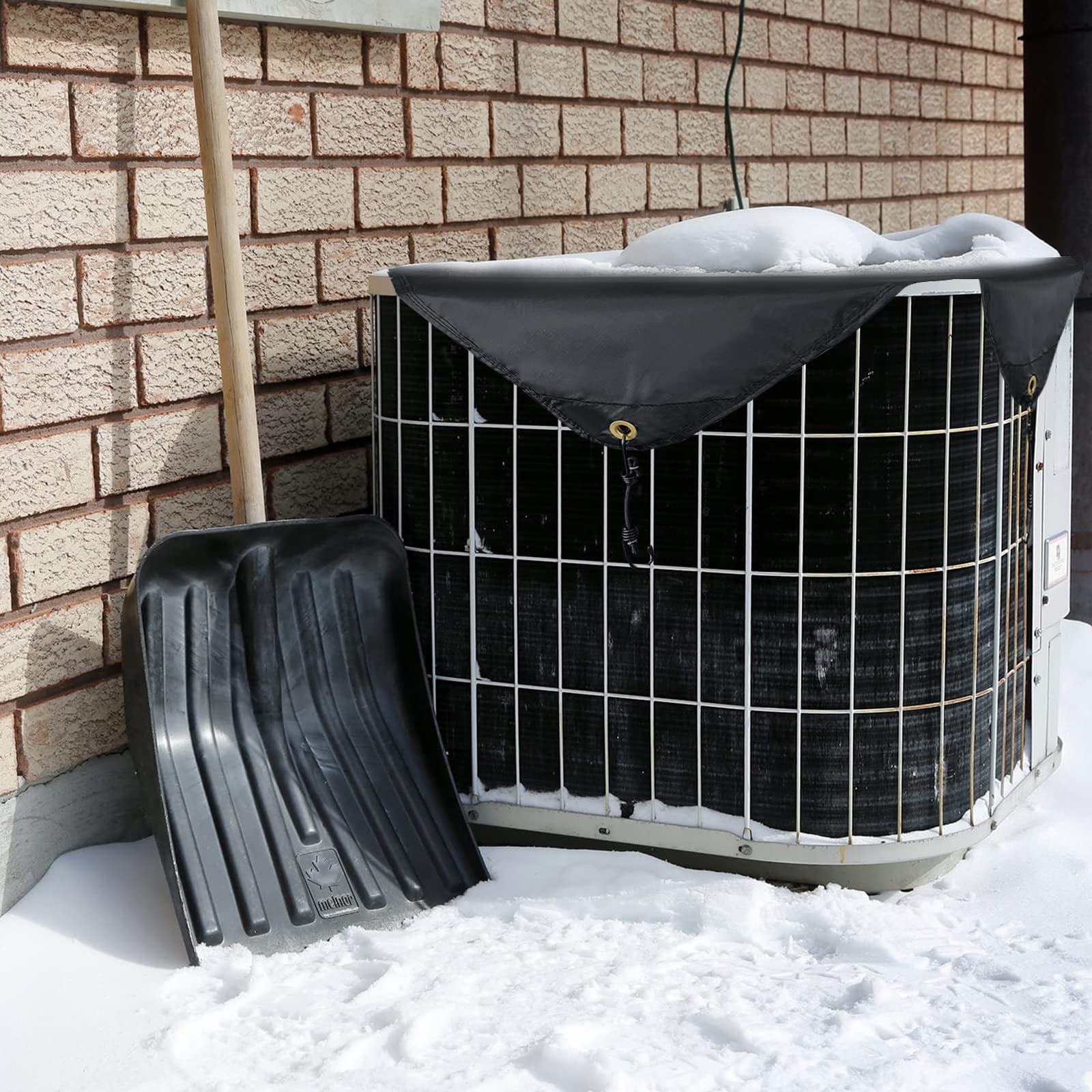 Pusonor Air Conditioner Covers for Outside Units, Central AC Cover for Outdoor Unit Heavy Duty Water-Resistant Top Cover 28 x 28 Inch, Black