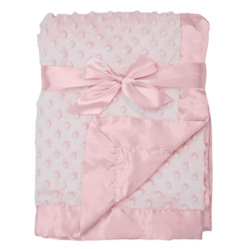 American Baby Company Heavenly Soft Chenille Minky Dot Receiving Blanket, Pink, 30" x 40", for Boys and Girls