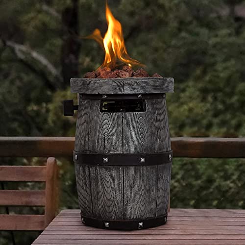 10 inch Portable Tabletop Fire Pit, Propane Concrete 10,000 BTU Tabletop Gas Firebowl, w/Lava Rocks, CSA Certification(Round)