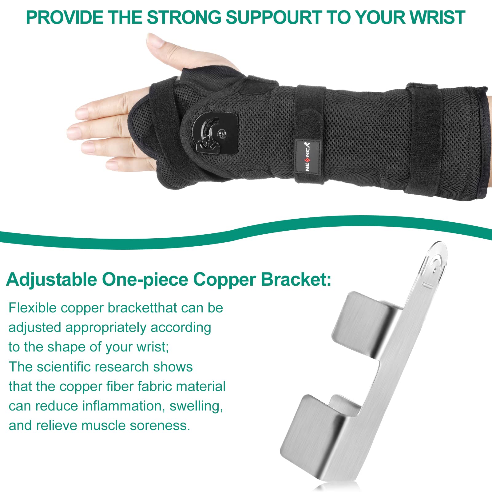 NEENCA Wrist Support Brace, Night Sleep Hand Support Brace with Splints and Adjustment Knob, Palm Wrist Orthosis - Fits Both Hands -Help With Carpal Tunnel, Relieve and Treat Wrist Pain or Injuries