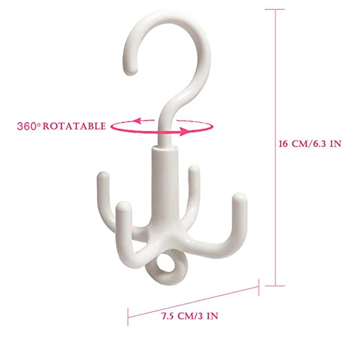 LIUHE 3 Pack Hangers for Closet, 4 Claws 360 Degree Rotatable, 6.3 Inches Large Size Twirl Stackable Hooks Tie Racks for Scarves Belts Ties Clothes Bags Shoes Scarf Closet Organizer Closet Storage