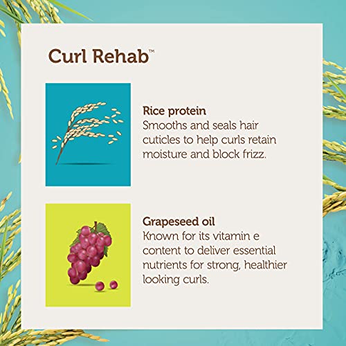 Curl Rehab Length Retention/Strength Treatment 2 in 1 Shampoo Conditioner (3 Pack), Enriched with Rice Water & Grapeseed, For Hair Growth, Protection & Frizz Control, 16 Oz