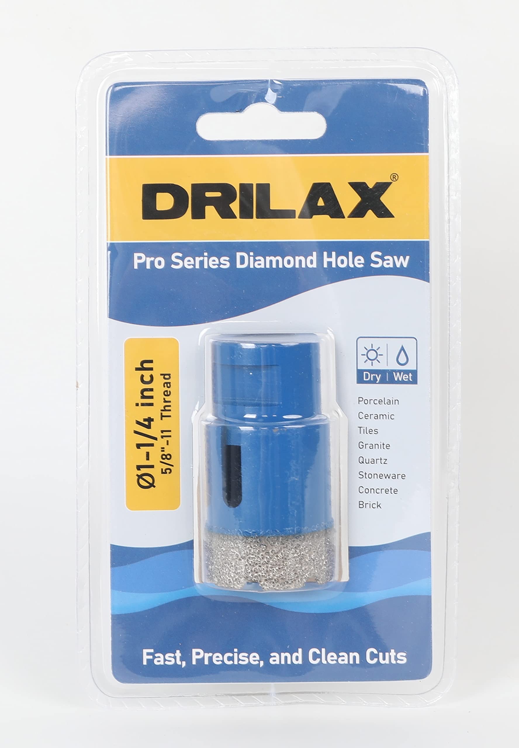 Diamond Hole Saw for Angle Grinders Masonry Concrete Granite Quartz Porcelain Ceramic Tile Hole Saw Brick 5/8"-11 Threaded Connection Heavy Duty Diamond Core Hole Saw Dry (1-1/4 inch)
