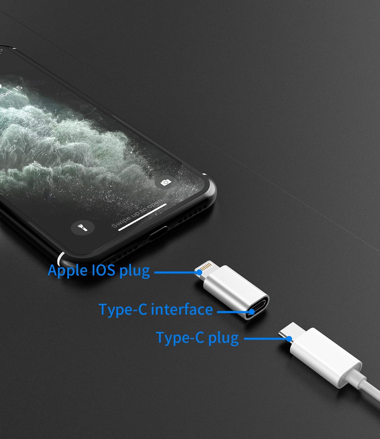 4Pack USB C Female to Lightning Male Adapter for iPhone 12 11 mini XR/XS/SE/7/8/X/Plus/Pro Max Ipad Air Mini Type Compatible with Charging Data Transmission Connect Charger Connector Cable Converter